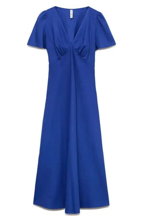 Mango Linen Blend Midi Dress