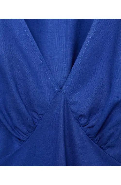 Mango Linen Blend Midi Dress