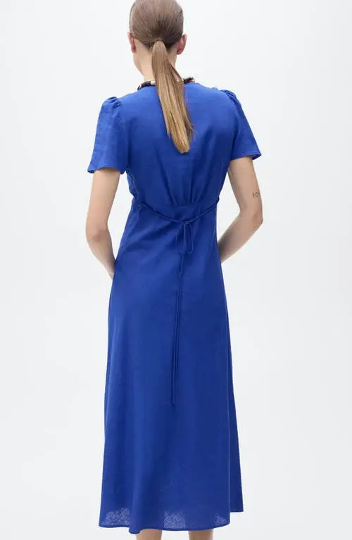 Mango Linen Blend Midi Dress