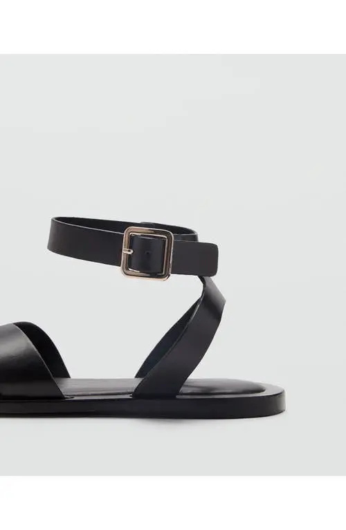 Mango Ankle Strap Leather Sandal
