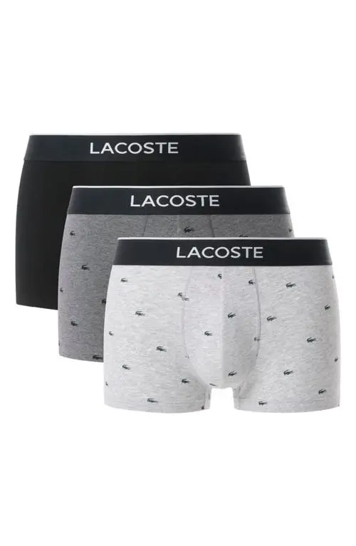 Lacoste Assorted 3-pack Stretch Cotton Trunks - Black/grey Chine/silver