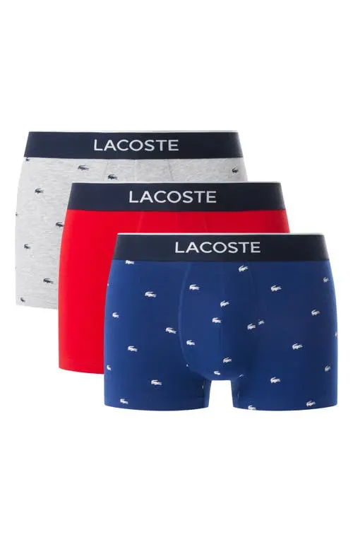 Lacoste Assorted 3-pack Stretch Cotton Trunks - Methylene/silver Chine