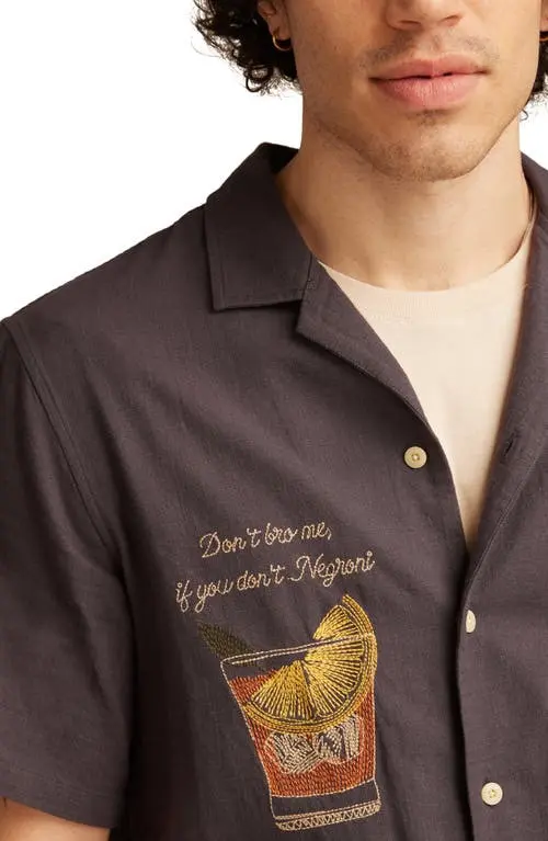 Lucky Brand Vice Embroidered Cotton Camp Shirt