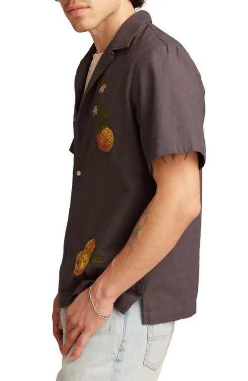 Lucky Brand Vice Embroidered Cotton Camp Shirt
