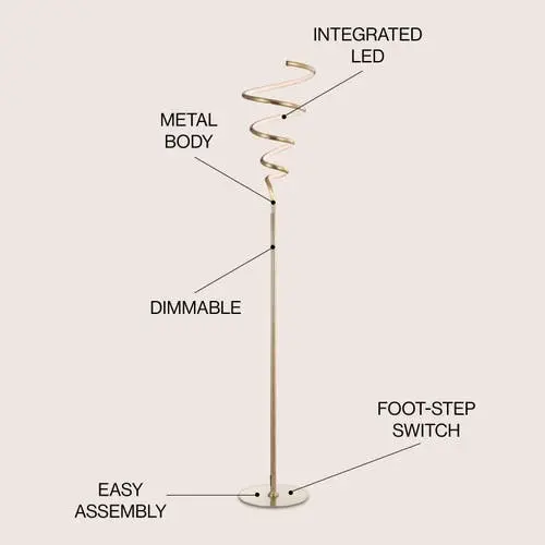 JONATHAN Y Scribble 60.5" Modern Dimmable Metal Integrated Led Floor Lamp