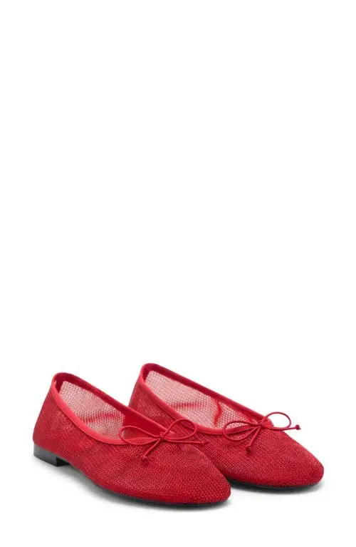 Mango Mesh Ballerina Flat - Red