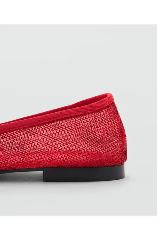 Mango Mesh Ballerina Flat - Red