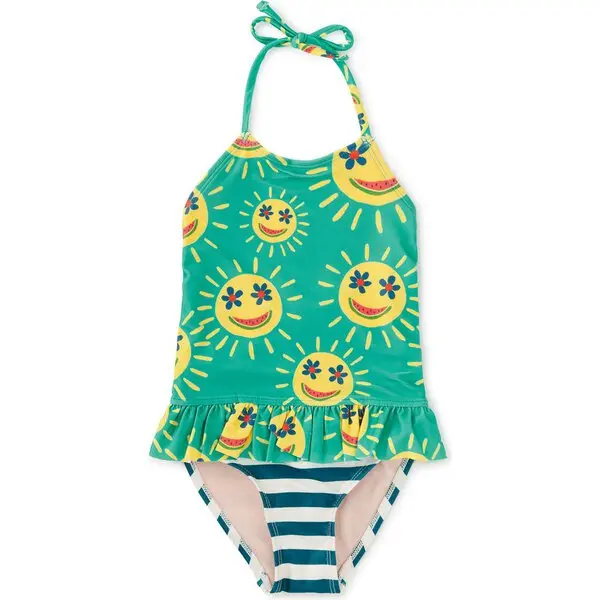 TEA COLLECTION Peplum One-piece Swimsuit - Smiley Sun