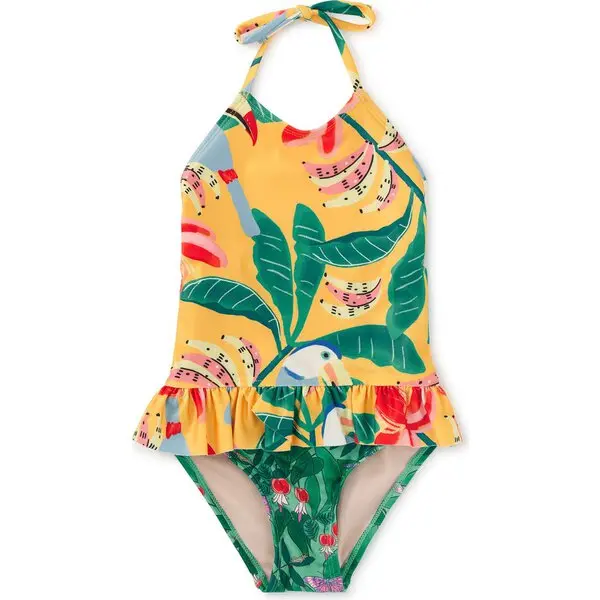 TEA COLLECTION Peplum One-piece Swimsuit - Toucan Banana Tree