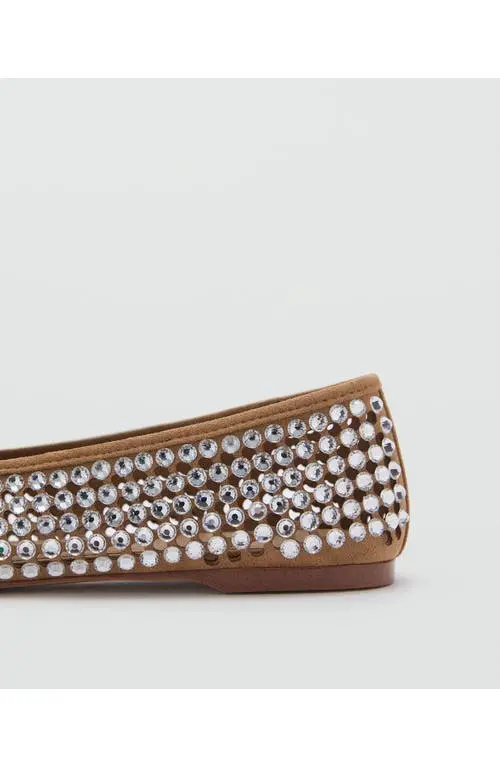 Mango Embellished Perforated Ballet Flat