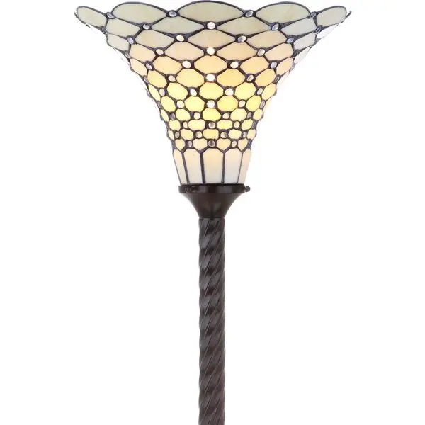 JONATHAN Y White Tiffany-style 70" Torchiere Led Floor Lamp - Bronze