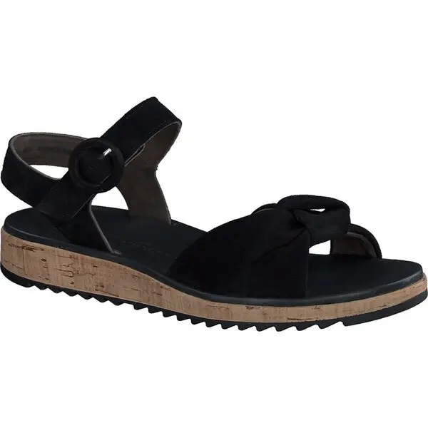Paul Green Trento Ankle Strap Platform Sandal - Black Suede