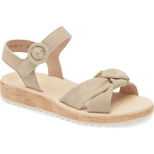 Paul Green Trento Ankle Strap Platform Sandal - Champagne Suede