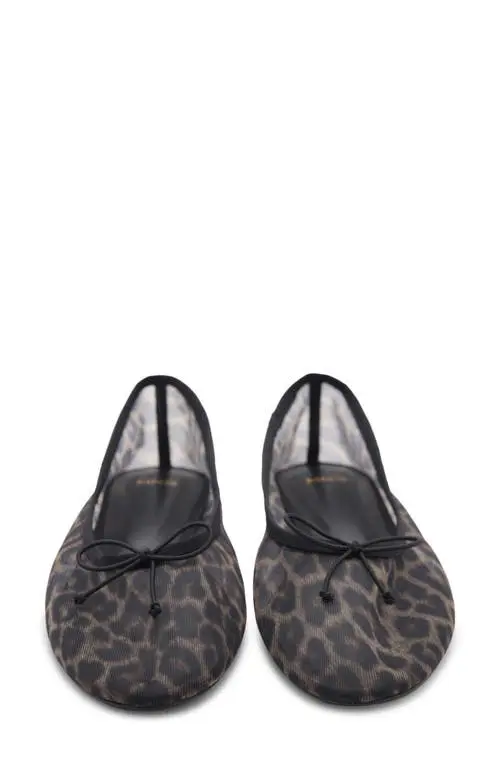 Mango Animal Print Mesh Ballerina Flat - Black