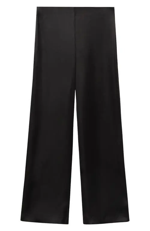 Mango Satin Straight Leg Trousers - Black