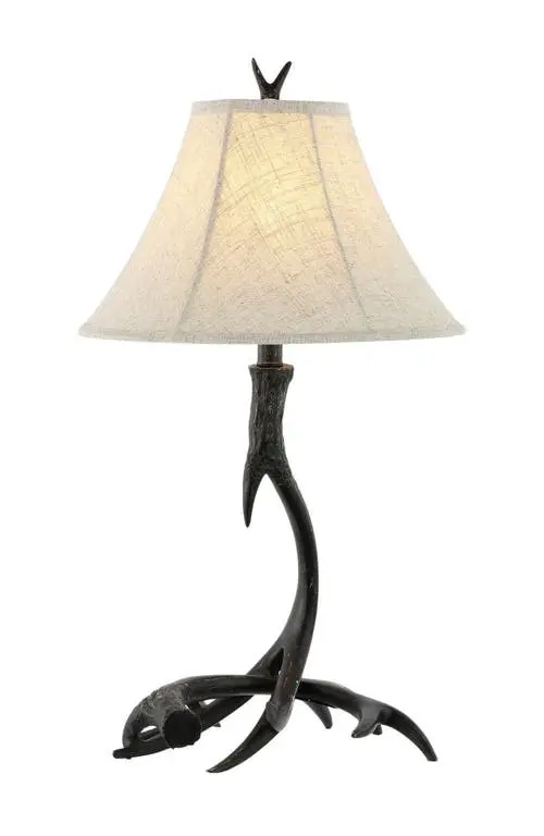 JONATHAN Y Antler 27.5" Rustic Resin Led Table Lamp - Black