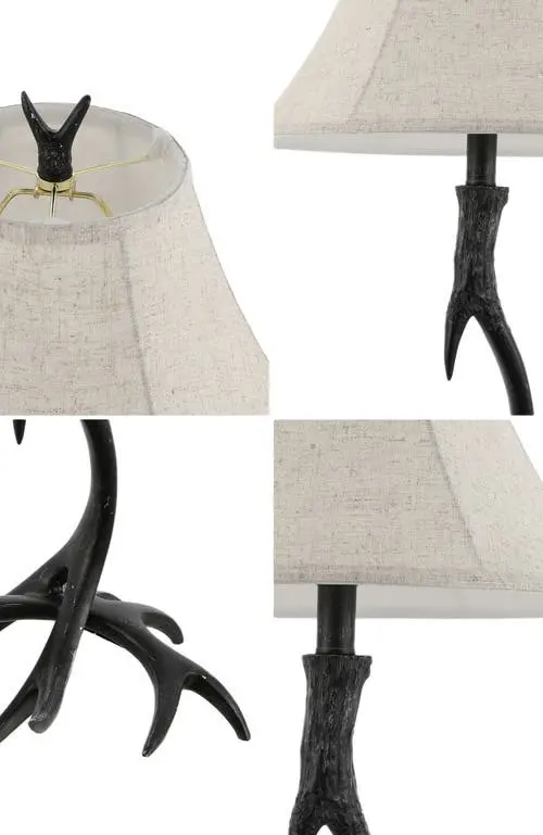 JONATHAN Y Antler 27.5" Rustic Resin Led Table Lamp - Black