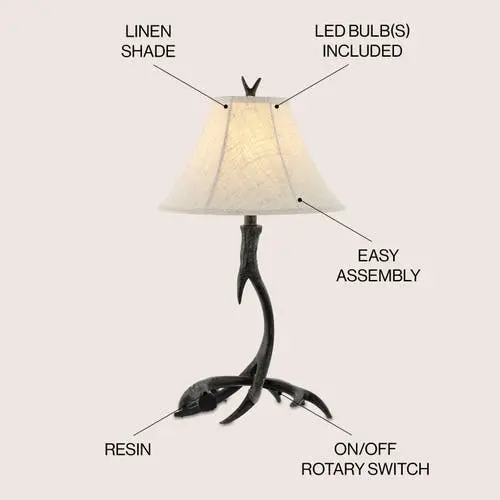 JONATHAN Y Antler 27.5" Rustic Resin Led Table Lamp - Black