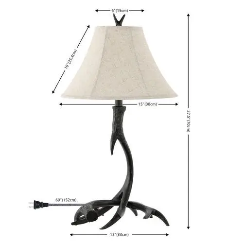 JONATHAN Y Antler 27.5" Rustic Resin Led Table Lamp - Black