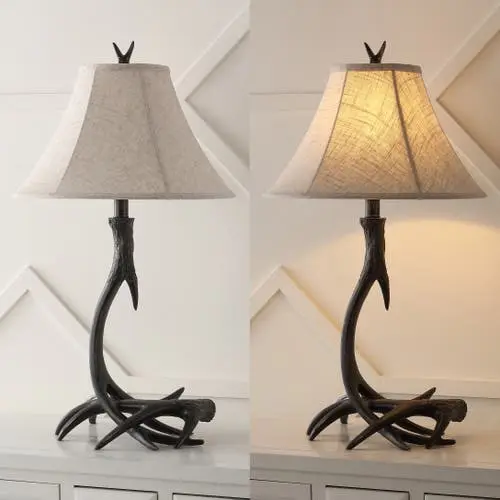 JONATHAN Y Antler 27.5" Rustic Resin Led Table Lamp - Black