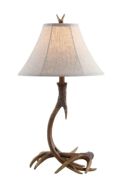 JONATHAN Y Antler 27.5" Rustic Resin Led Table Lamp - Brown