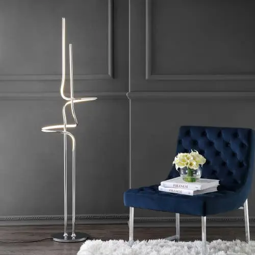 JONATHAN Y Sketch 64" Minimalist Dimmable Metal Integrated Led Floor Lamp