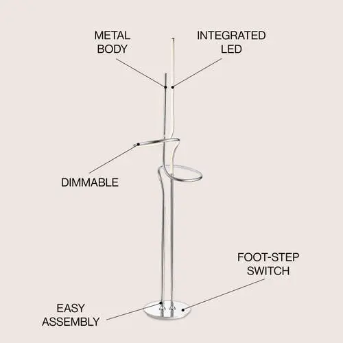 JONATHAN Y Sketch 64" Minimalist Dimmable Metal Integrated Led Floor Lamp
