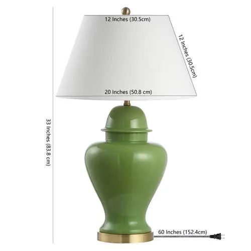 JONATHAN Y Sagwa 33" Ceramic/iron Modern Classic Led Table Lamp - Green