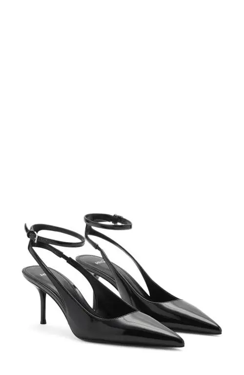 Mango Ankle Strap Pointed Toe Pumps - Black