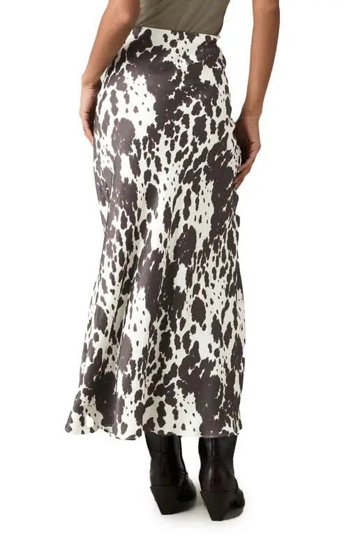NEXT Cow Print Satin Midi Skirt