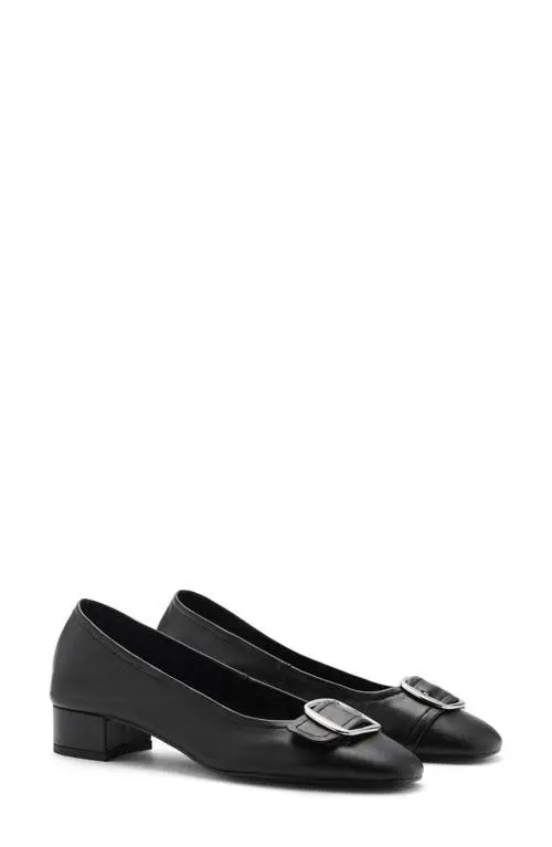 Mango Buckle Leather Pumps - Black