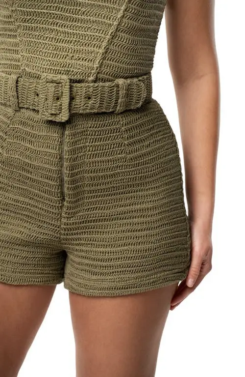 JLUXLABEL Kelsie Belted Textured Shorts