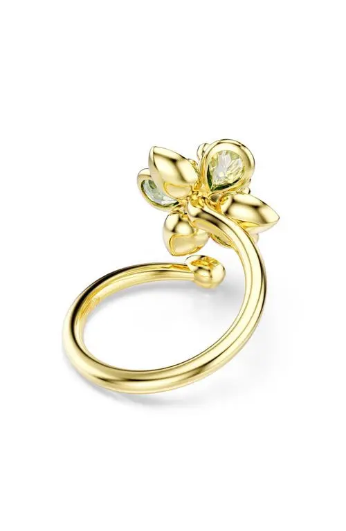 SWAROVSKI Idyllia Crystal Flower Bypass Ring - Green