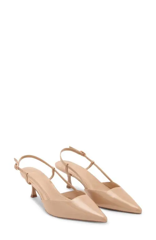Mango Slingback Pointed Toe Pumps - Beige
