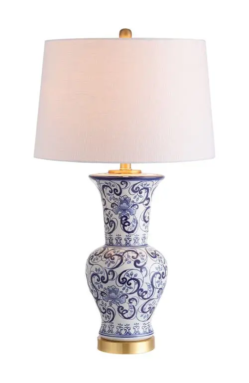 JONATHAN Y Leo 28.5" Chinoiserie Led Table Lamp - Blue/white