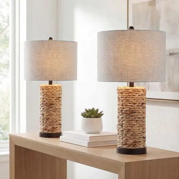 JONATHAN Y Elicia 25" 1-light Coastal Water Hyacinth Led Table Lamp - Natural