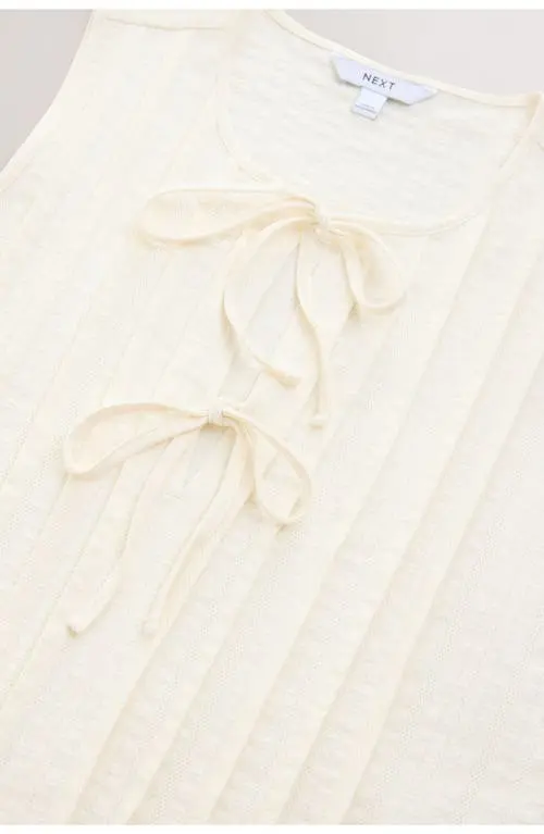NEXT Pintuck Sleeveless Tie Front Cotton Top