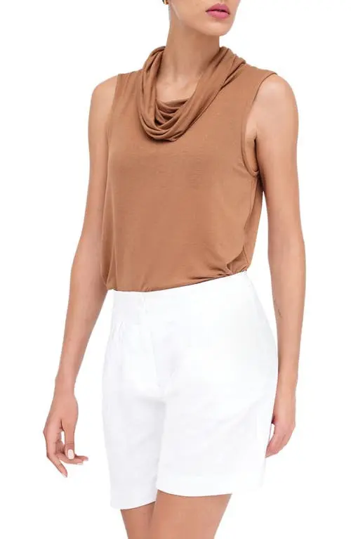 MARCELLA Callie Cowl Neck Knit Top - Chestnut