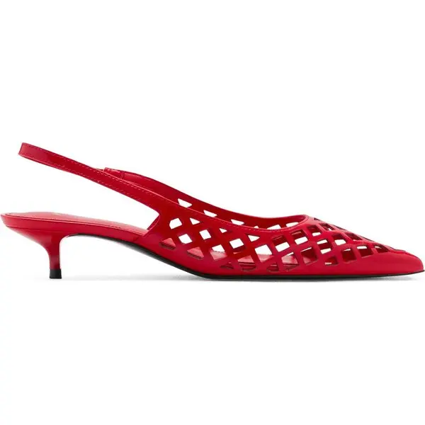 Mango Laser Cut Slingback Pumps - Red