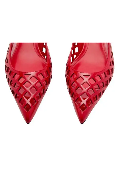 Mango Laser Cut Slingback Pumps - Red