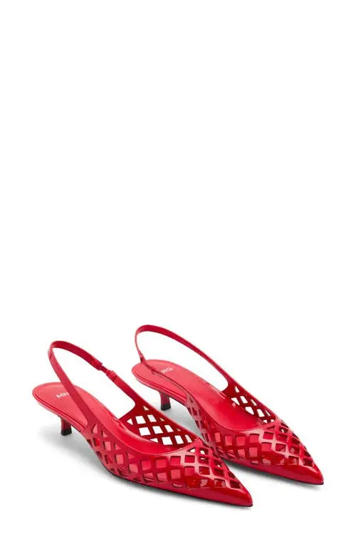 Mango Laser Cut Slingback Pumps - Red
