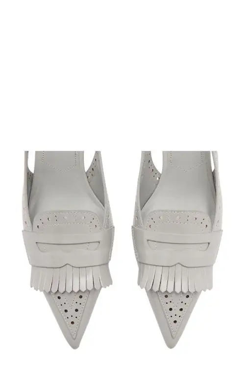 Mango Fringe Slingback Pumps - Grey