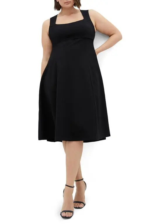 City Chic Maci Stretch Ponte Fit & Flare Midi Dress