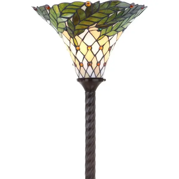 JONATHAN Y Botanical Tiffany-style 71" Torchiere Led Floor Lamp - Bronze