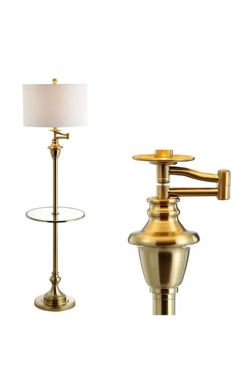 JONATHAN Y Cora 60" Metal/glass Led Side Table And Floor Lamp - Brass Gold