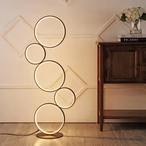 JONATHAN Y Pluto Stacked Circles 45" 5-light Contemporary Modern Iron/aluminum Integrated Led Floor Lamp