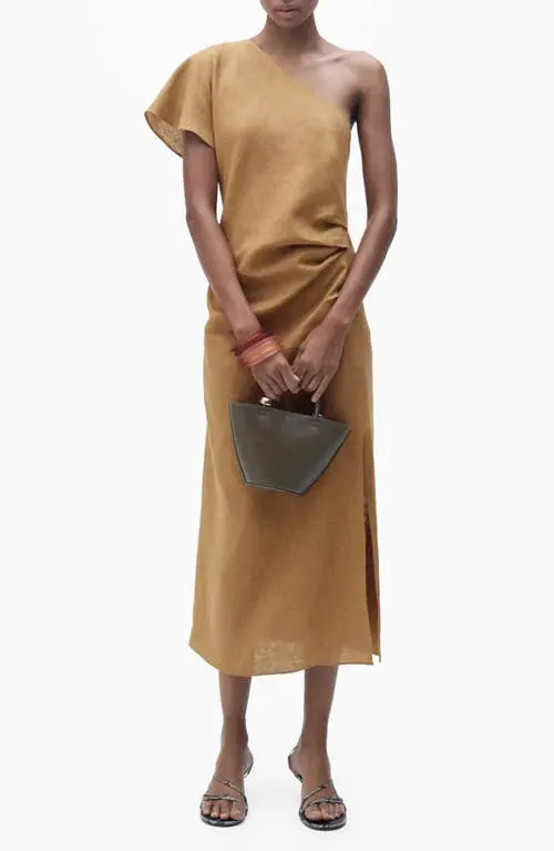 mango brown one shoulder dress BCBGMAXAZRIA Turquoise Ruched Dress  The Untitled Boutique