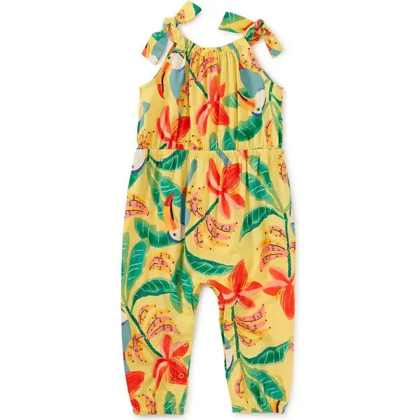 TEA COLLECTION Tie Shoulder Romper - Toucan Banana Tree