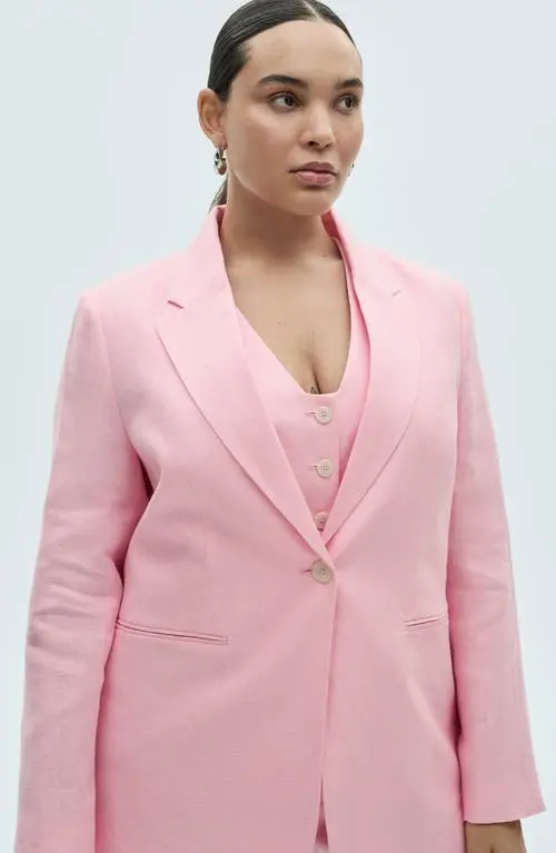 Mango Boreli Linen Blazer - Light/ Pastel Pink