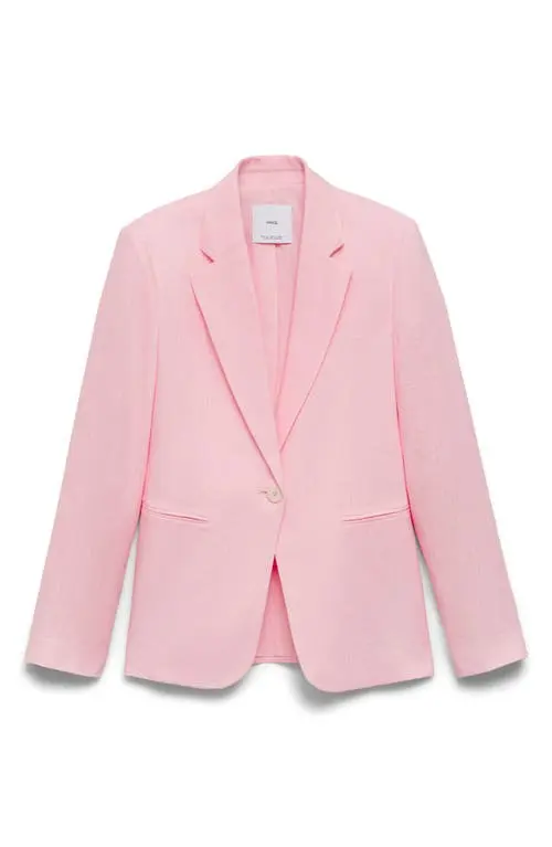 Mango Boreli Linen Blazer - Light/ Pastel Pink